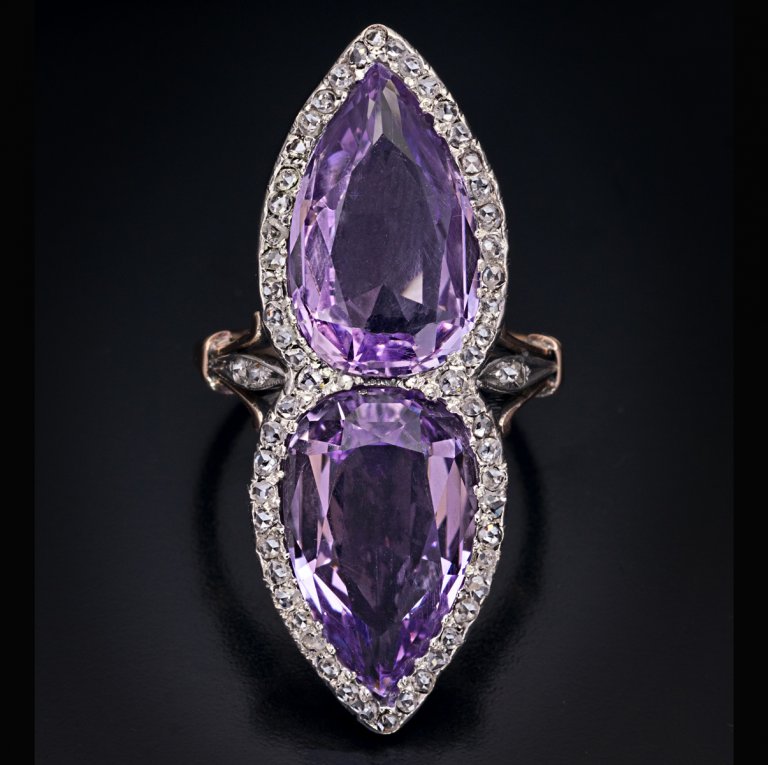 Victorian Era Antique Amethyst Diamond Openwork Ring Ref: 132996 - Antique Jewelry | Vintage ...
