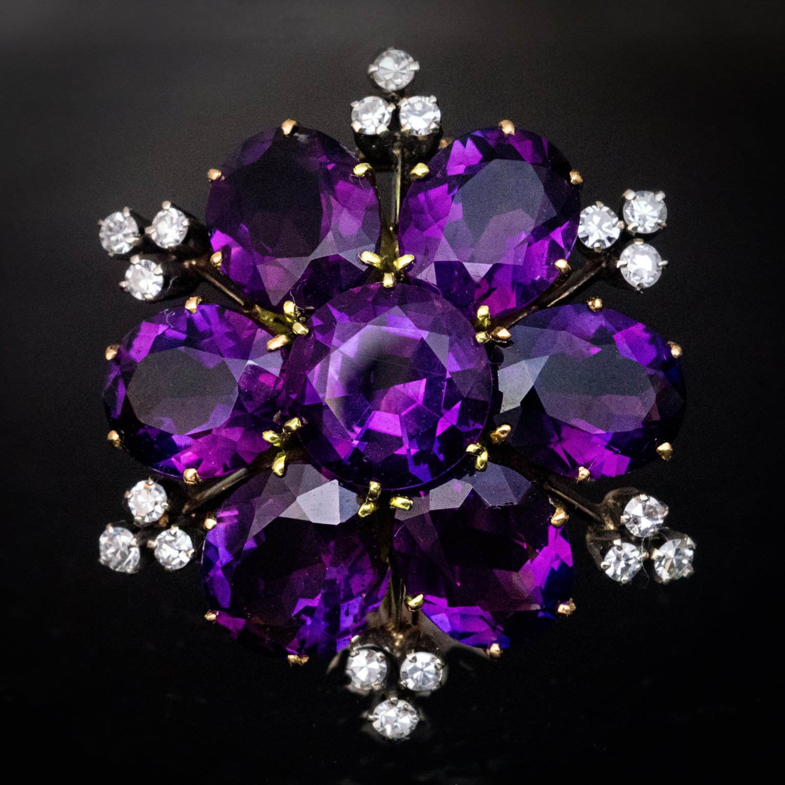 Antique Russian Amethyst Gold Brooch Pin 1873 Ref: 812366 - Antique ...