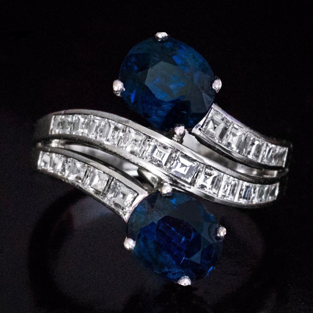 Sapphire Diamond Vintage Engagement Ring Ref: 760892 - Antique Jewelry ...